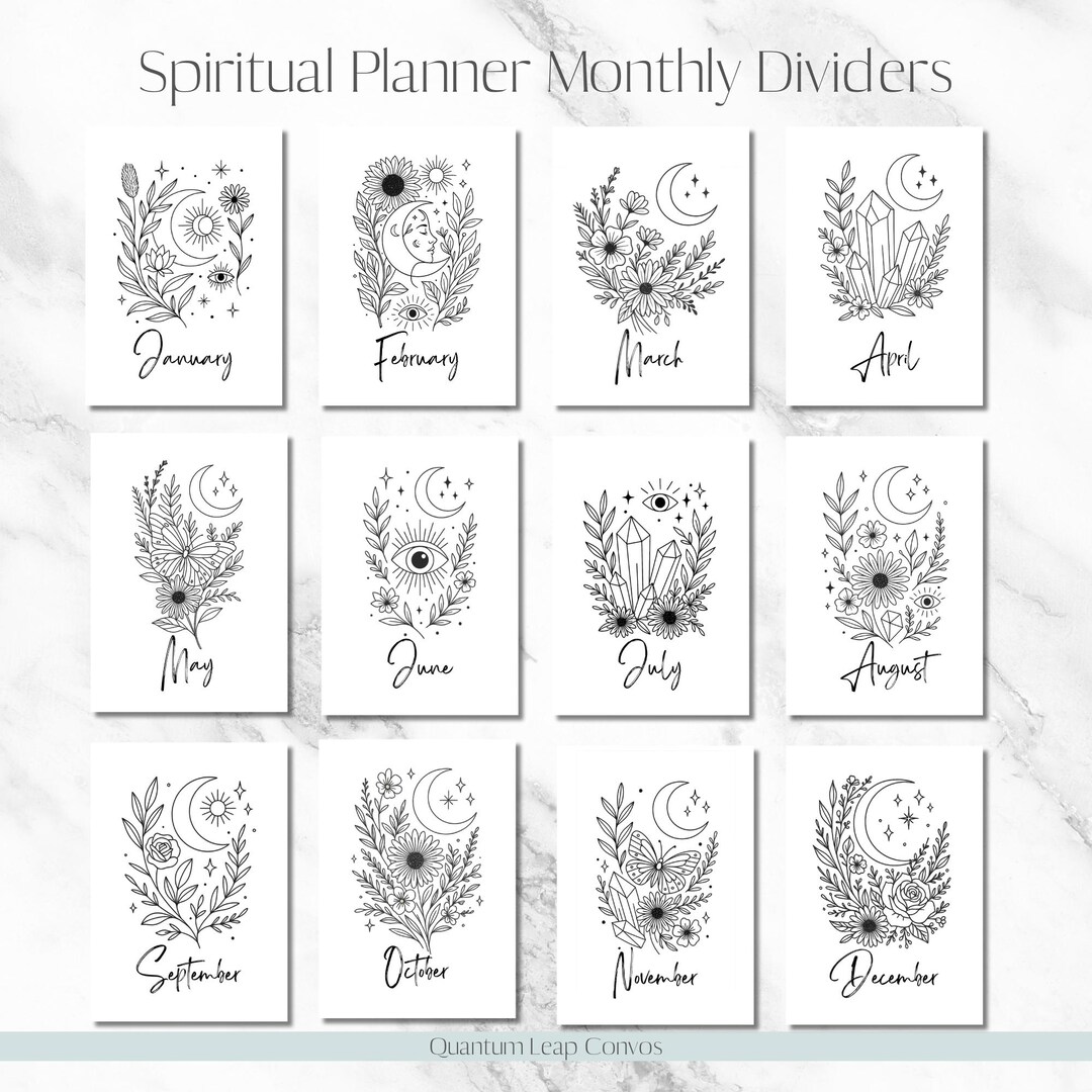 Spiritual Boho Planner Dividers: Botanical Coloring Pages (digital ...