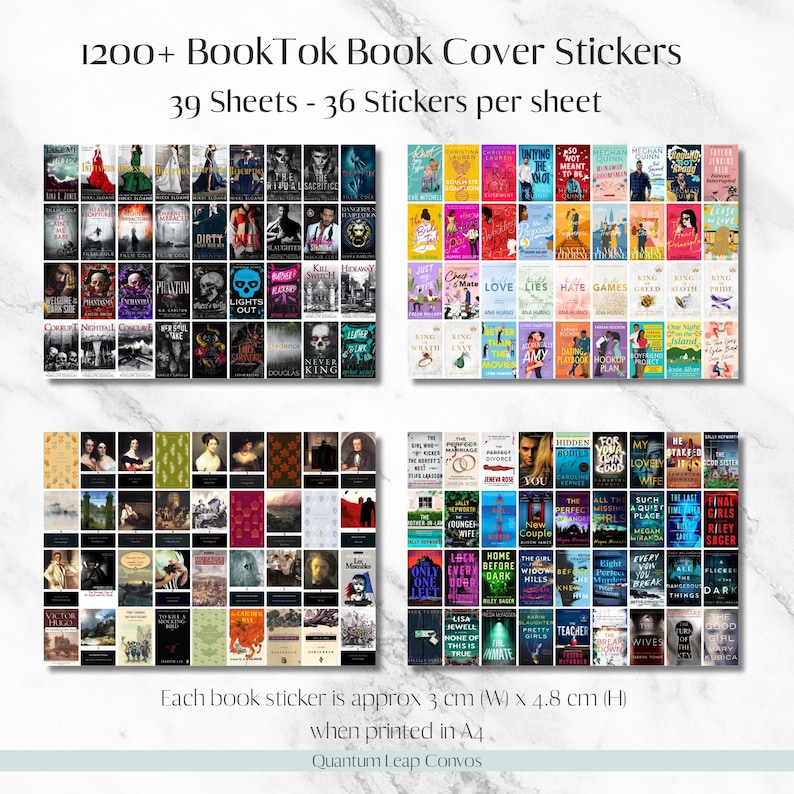 MEGA Booktok Sticker Bundle: 1400+ Printable Book Stickers Digital PDF ...