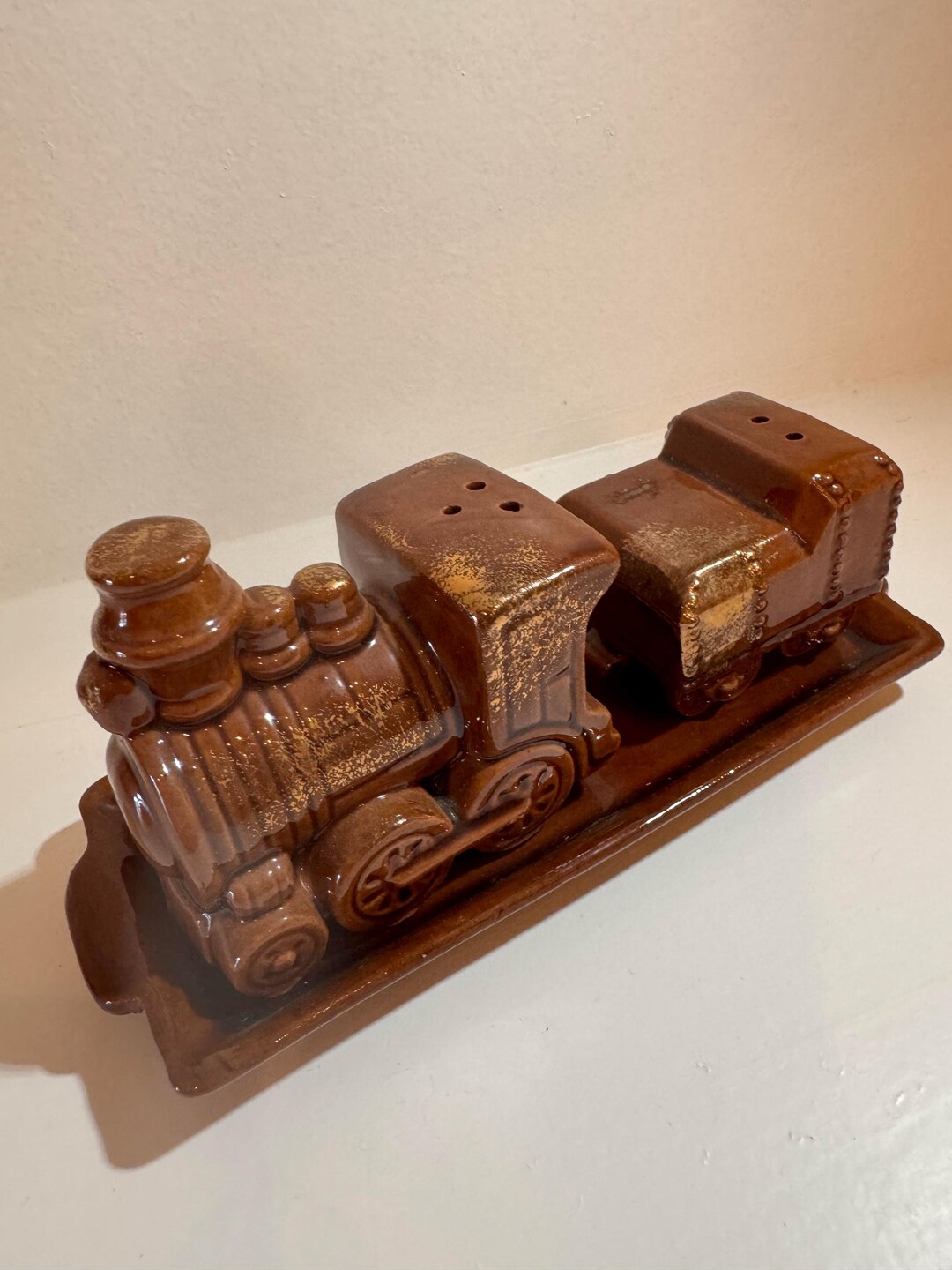 Vintage Brown Train Salt & Pepper Shaker Set - Etsy