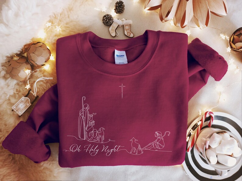 Oh Holy Night Sweatshirt, Christian Christmas Sweatshirt, Nativity ...