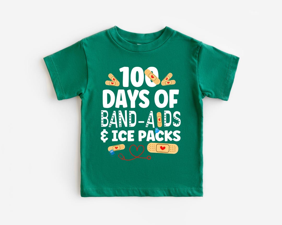 100 Days of Band-aids Ice Packs Shirt, 100th Day of School Nurse Shirt ...