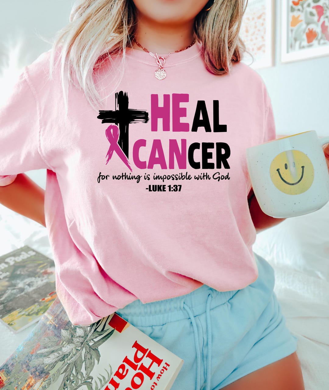 He Can Heal Cancer Cancer Awareness With Cancer Ribbon Shirt for Women ...