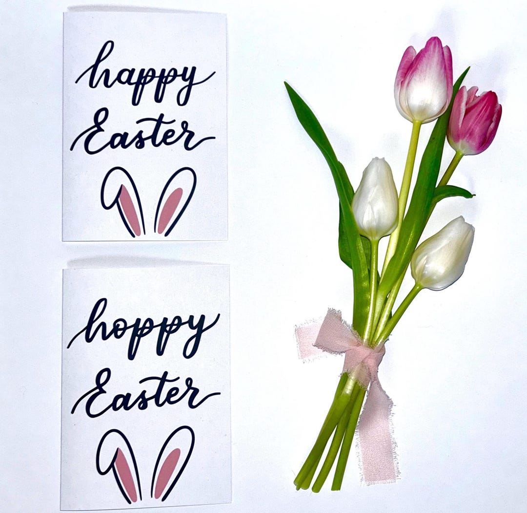 Easter Card, Hoppy Easter, Happy Easter, Calligraphy Greetings Card ...