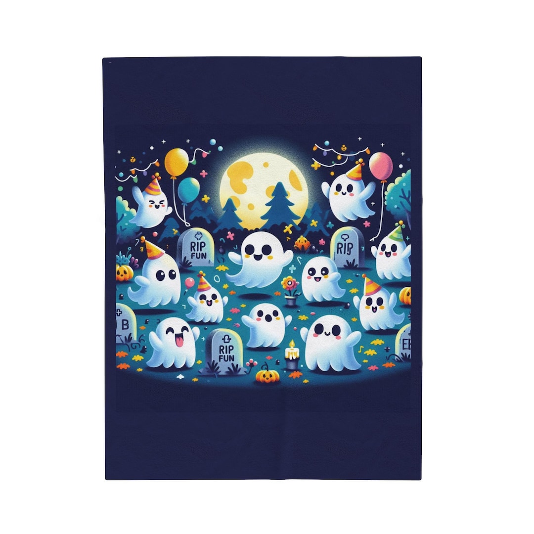 Adorable Ghosts Party Throw, Soft Velvet for Halloween Gift, Cute ...
