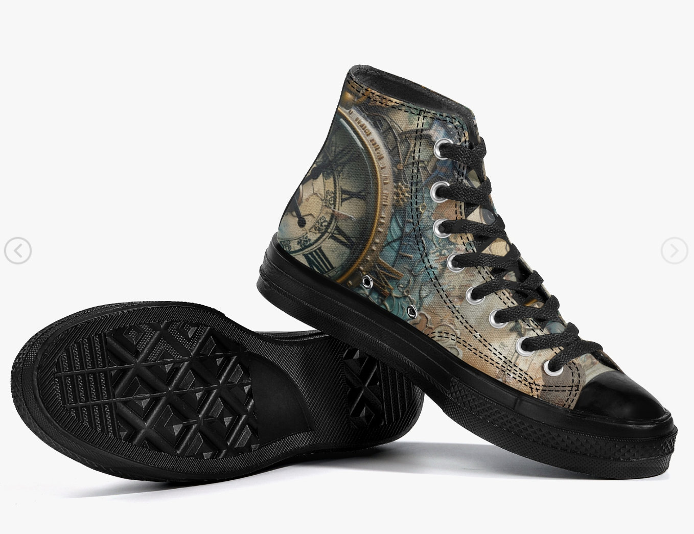 Steampunk Gears Hitop Sneakers- Steam Punk Converse Style Hi Top Shoes ...