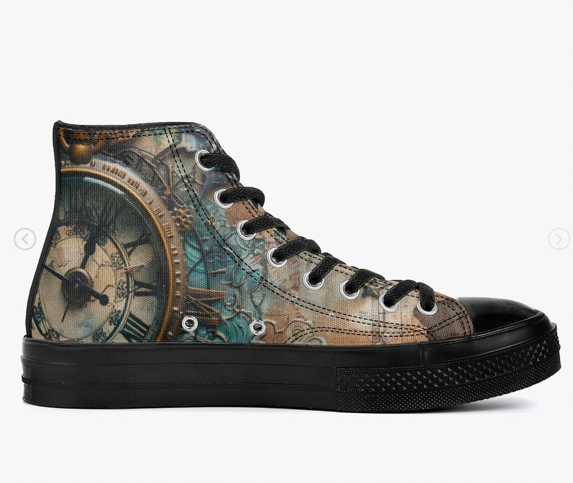 Steampunk Gears Hitop Sneakers- Steam Punk Converse Style Hi Top Shoes ...