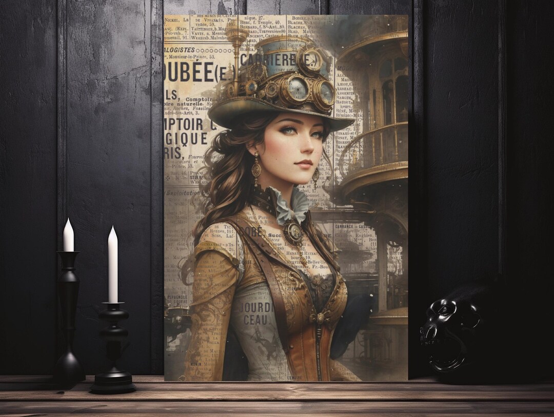 Steampunk Alice in Wonderland Canvas Wall Art-clockwork Gears and Clocks Print- Canvas Art or ...