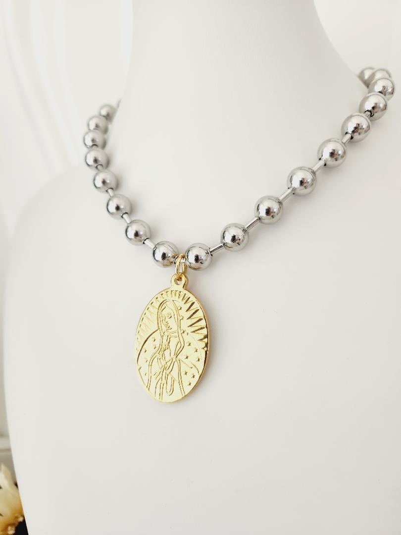Virgin Mary Necklace, Ball Chain , Uno De 50, Jewelry Gift - Etsy