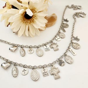 Vintage Catholic Saints Medals Necklace - Stainless Steel Religious ...