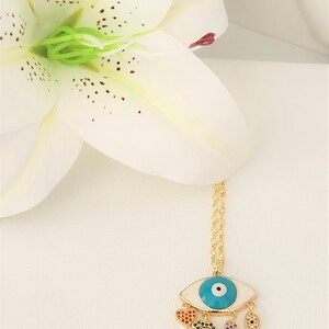 Gold Evil Eye Chain , Daily Chain ,lucky Eye Necklace ,minimalist ...