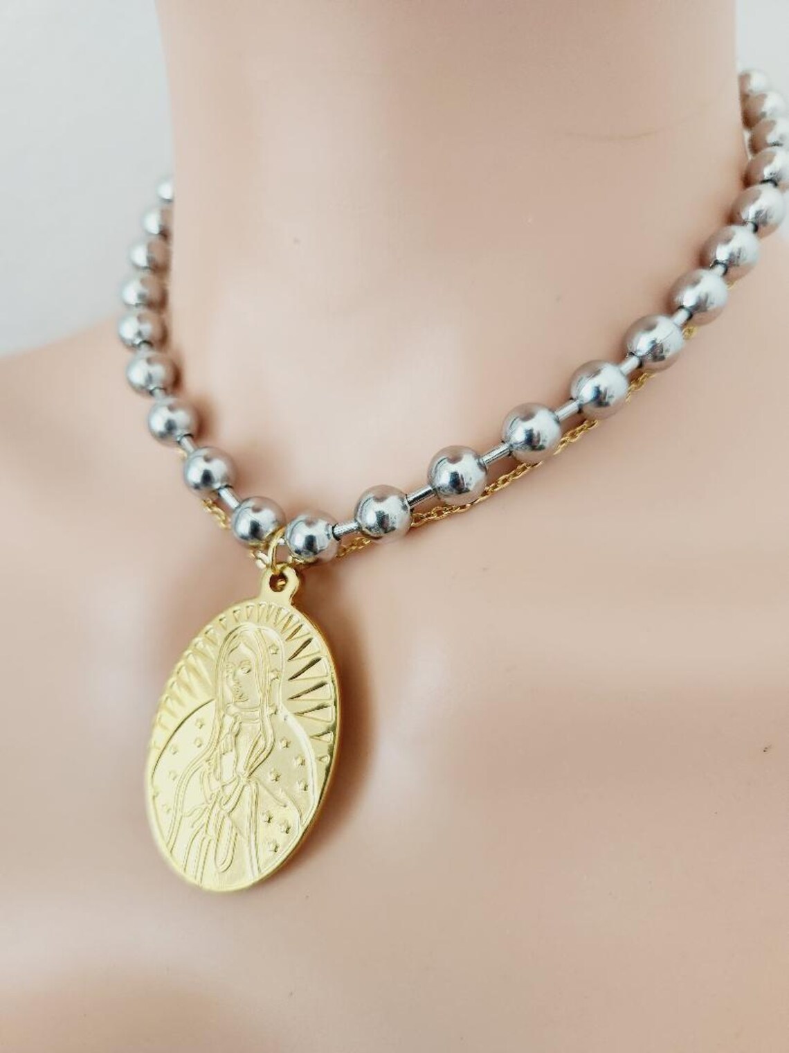 Virgin Mary Necklace, Ball Chain , Uno De 50, Jewelry Gift - Etsy