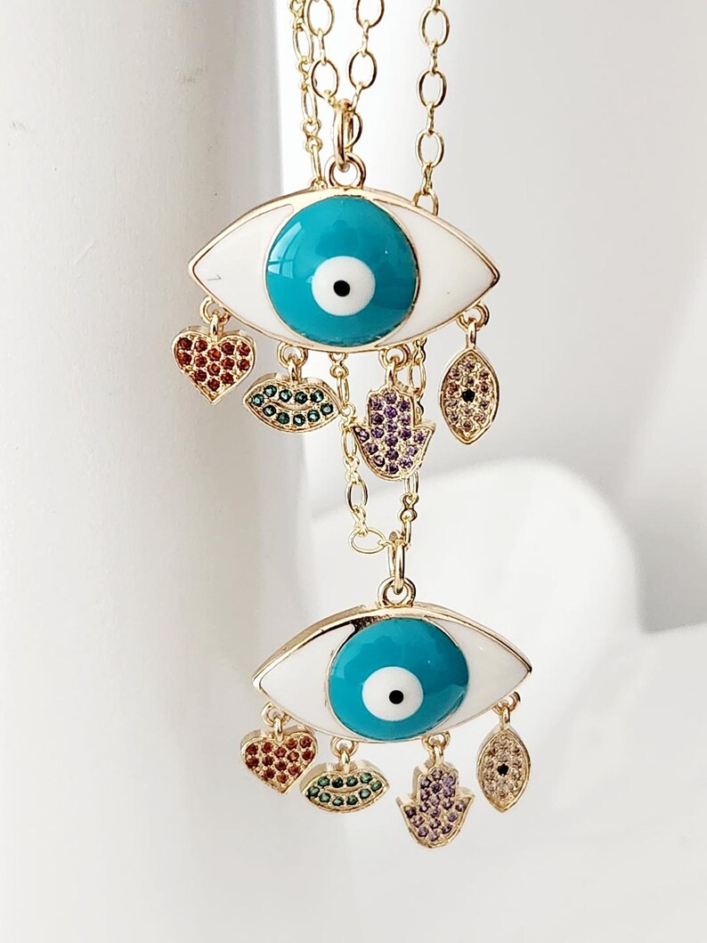 Gold Evil Eye Chain , Daily Chain ,lucky Eye Necklace ,minimalist ...