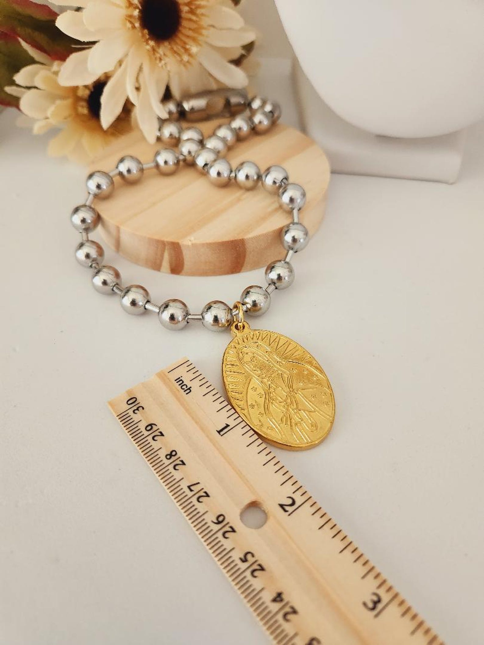 Virgin Mary Necklace, Ball Chain , Uno De 50, Jewelry Gift - Etsy
