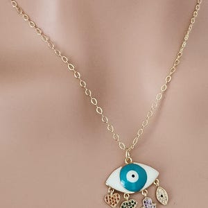 Gold Evil Eye Chain , Daily Chain ,lucky Eye Necklace ,minimalist ...