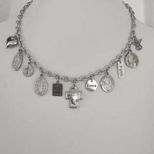 Vintage Catholic Saints Medals Necklace - Stainless Steel Religious ...