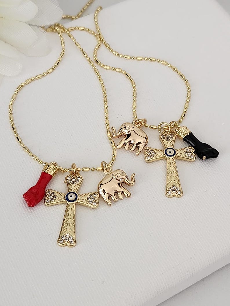 Protection Necklace, Evil Eye Cross Necklace, Azabache Charm, Figa Hand ...