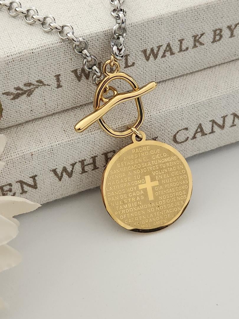 Our Father Lord's Prayer Necklace, Catholic Necklace, Spanish Prayer ...