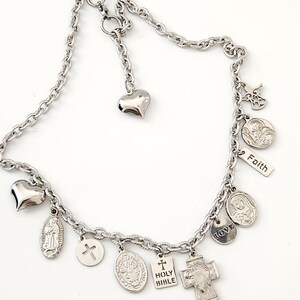 Vintage Catholic Saints Medals Necklace - Stainless Steel, Religious ...