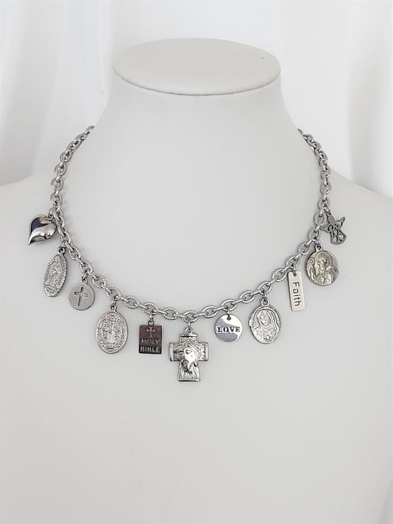 Vintage Catholic Saints Necklace, Multi Medals Necklace - Etsy