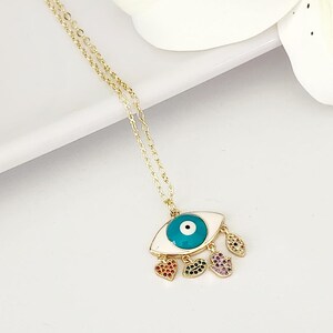 Gold Evil Eye Chain , Daily Chain ,lucky Eye Necklace ,minimalist ...