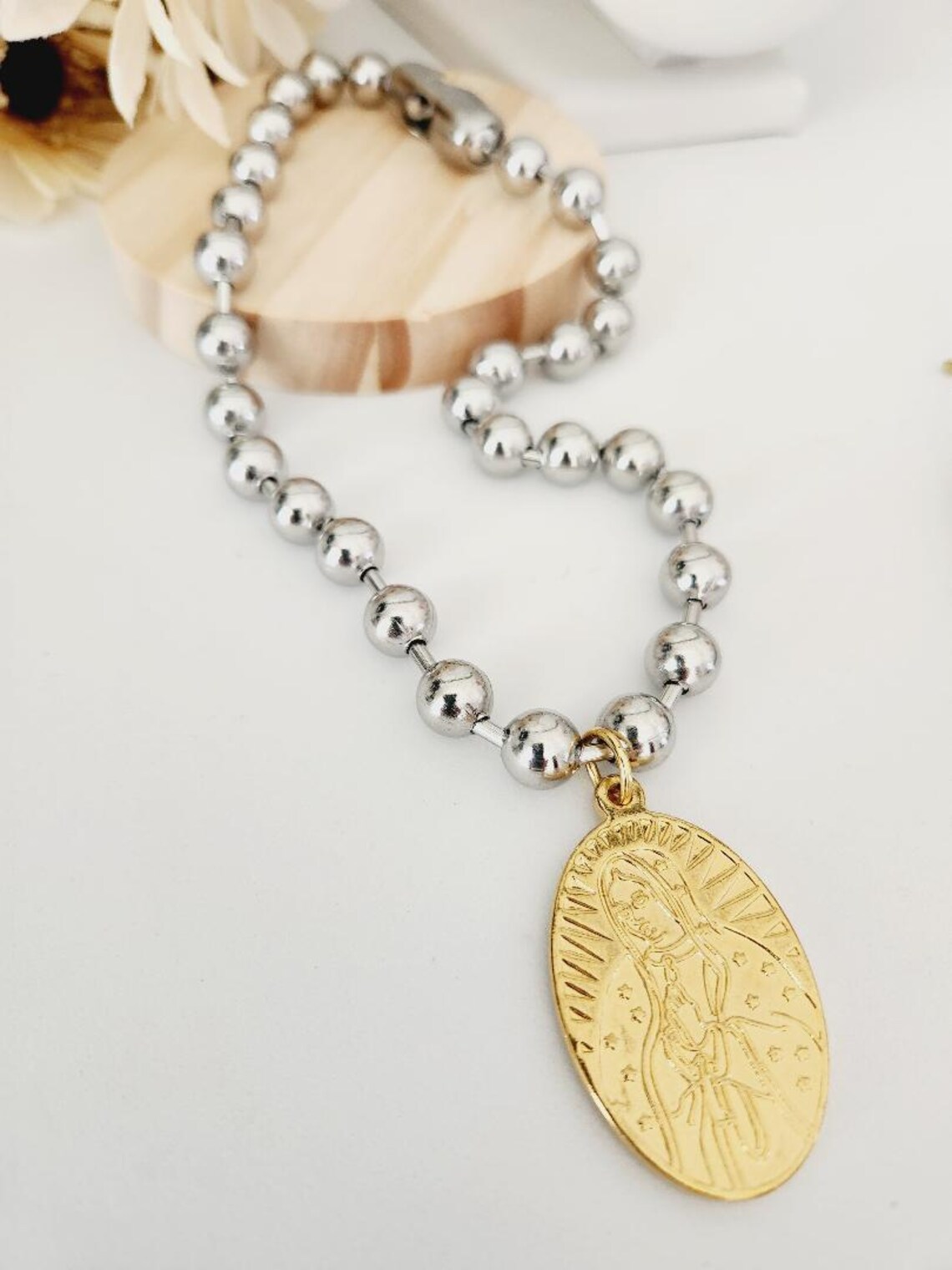 Virgin Mary Necklace, Ball Chain , Uno De 50, Jewelry Gift - Etsy