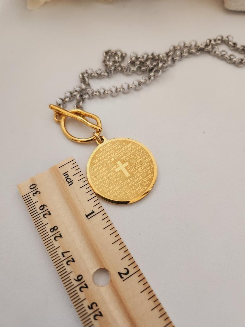 Our Father Lord's Prayer Necklace, Catholic Necklace, Spanish Prayer ...