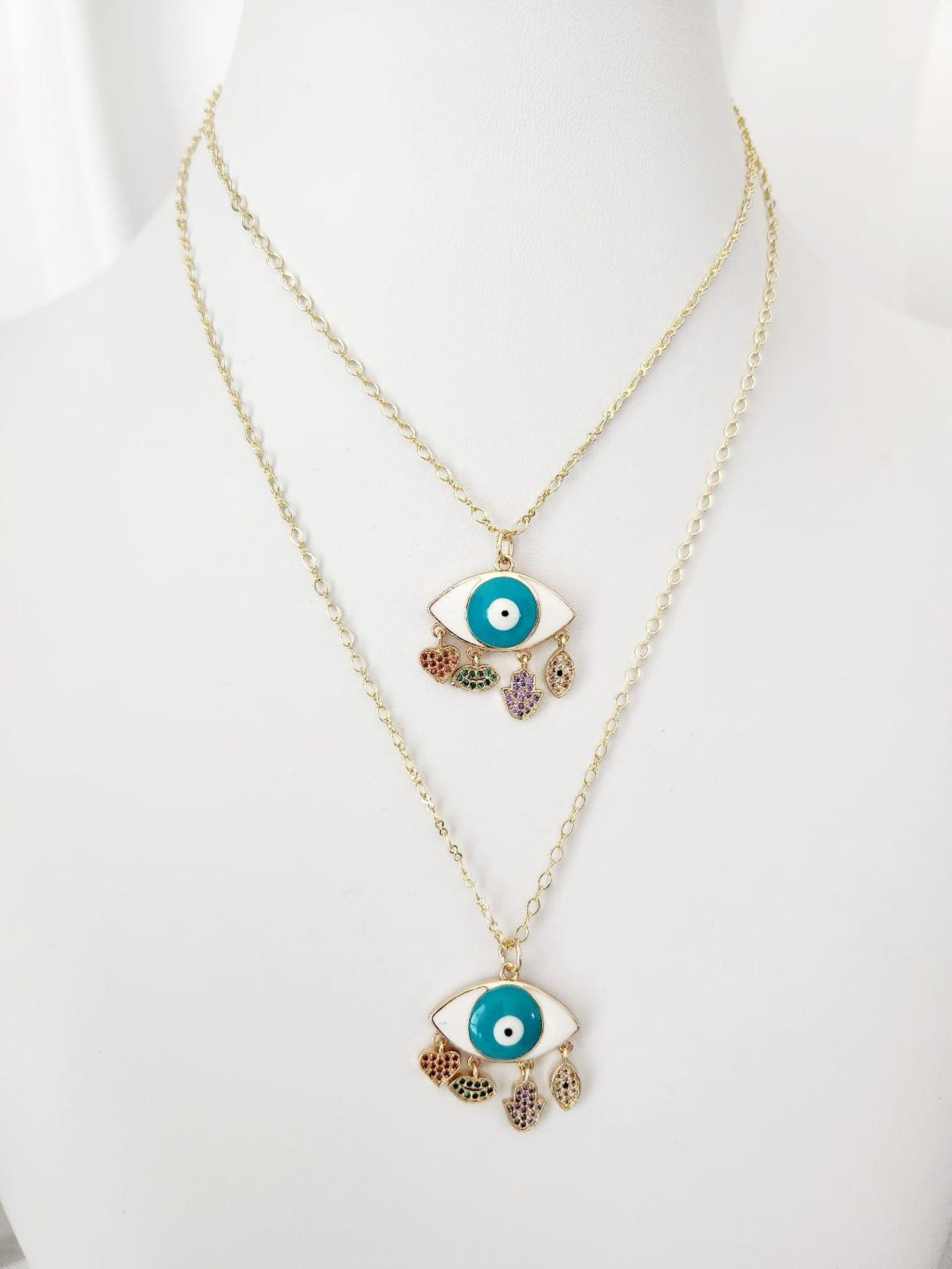 Gold Evil Eye Chain , Daily Chain ,lucky Eye Necklace ,minimalist ...