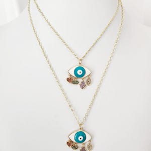 Gold Evil Eye Chain , Daily Chain ,lucky Eye Necklace ,minimalist ...