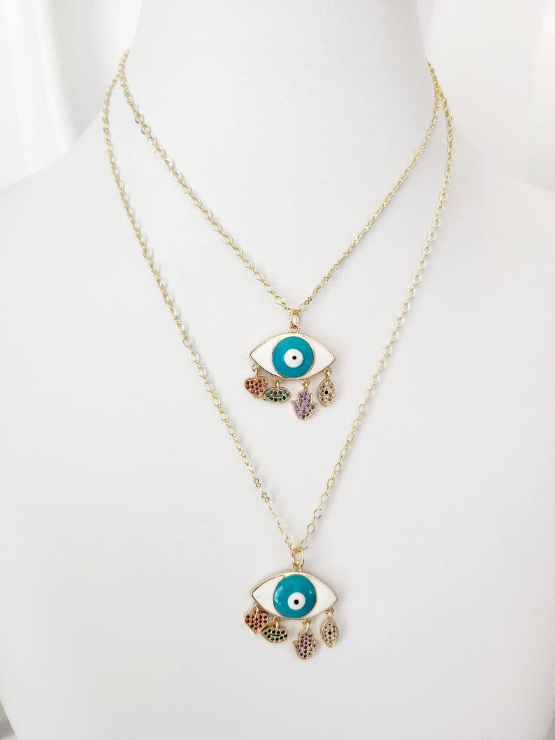 Gold Evil Eye Chain , Daily Chain ,lucky Eye Necklace ,minimalist ...