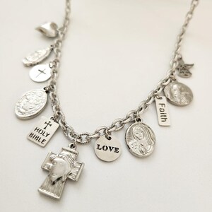 Vintage Catholic Saints Medals Necklace - Stainless Steel Religious ...