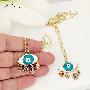 Gold Evil Eye Chain , Daily Chain ,lucky Eye Necklace ,minimalist ...