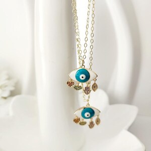 Gold Evil Eye Chain , Daily Chain ,lucky Eye Necklace ,minimalist ...