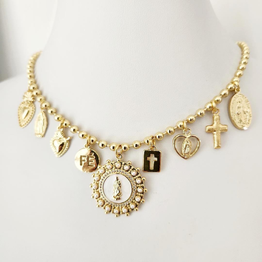 Virgin of Guadalupe Necklace, Mexican Jewelry, Charms Necklace - Etsy