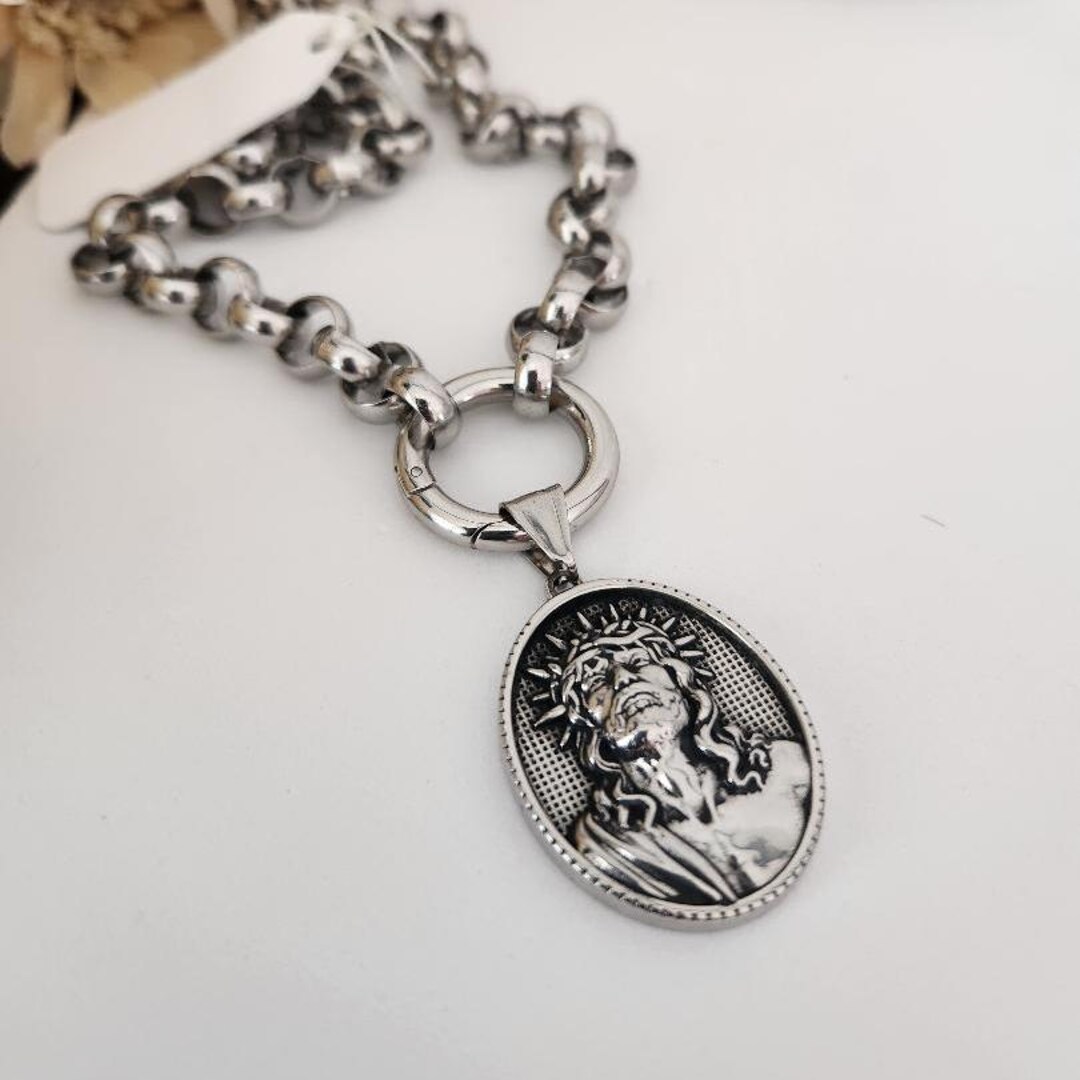 Jesus Silver Medal Necklace, Messiah Religious Necklace , Religious ...