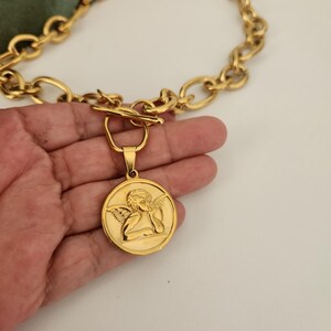 Guardian Angel Necklace | Thick Chain | Cherub Necklace | Angel ...