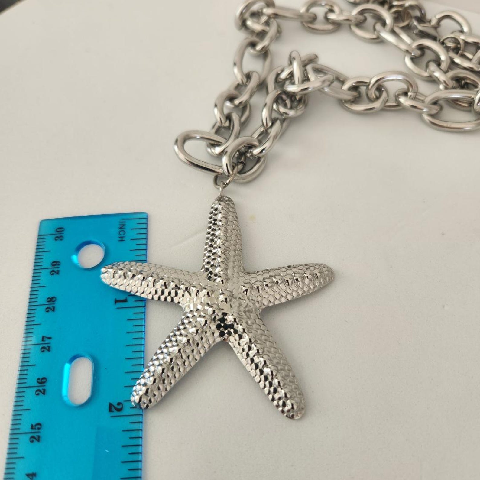 Chunky Starfish Pendant Necklace: Stainless Steel, Beach Jewelry - Etsy