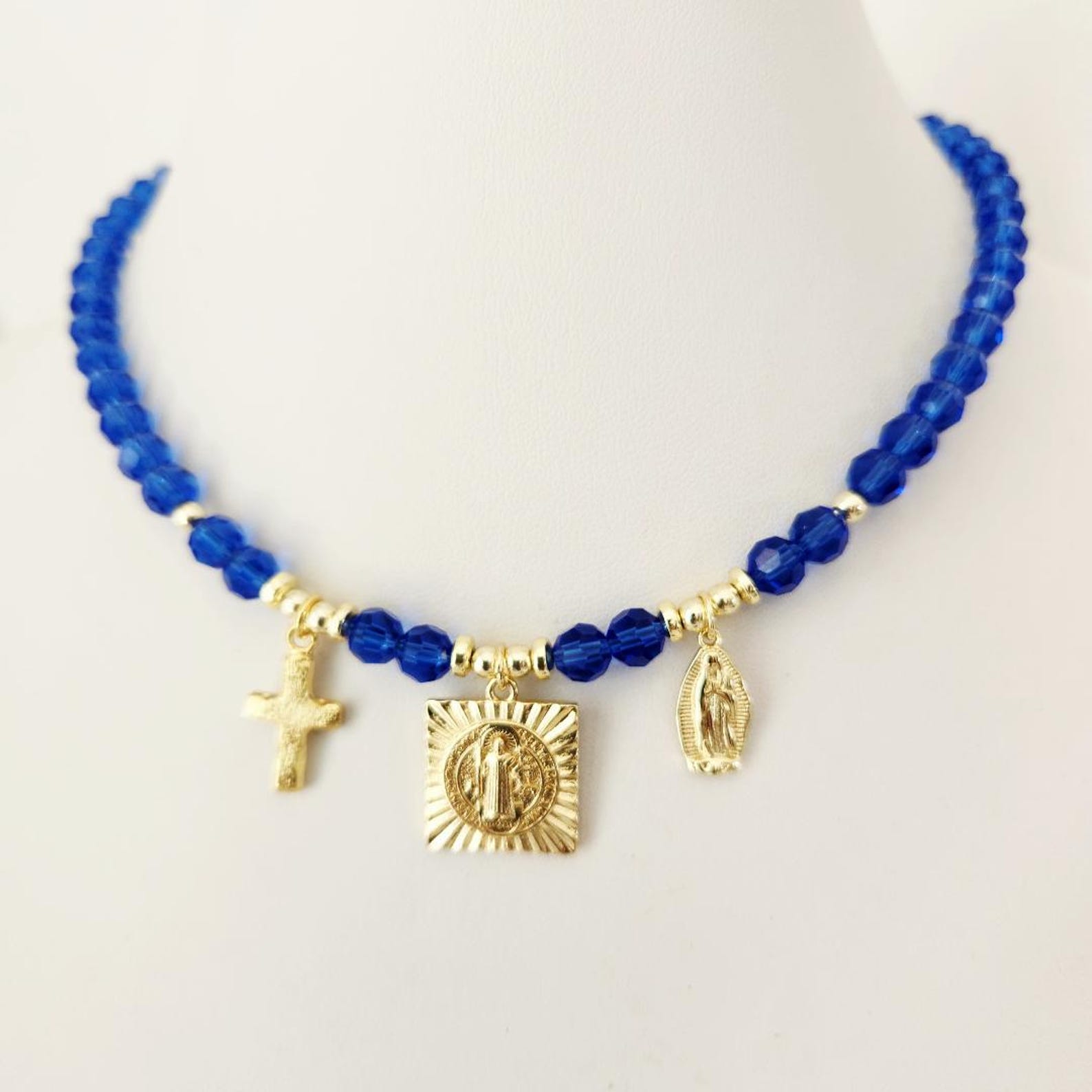Scapular Necklace, Escapulario, Saint Benedict and Virgin Medal ...