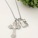 Multi Charm Catholic Necklace Stainless Steel Cross & Virgin Scapular ...