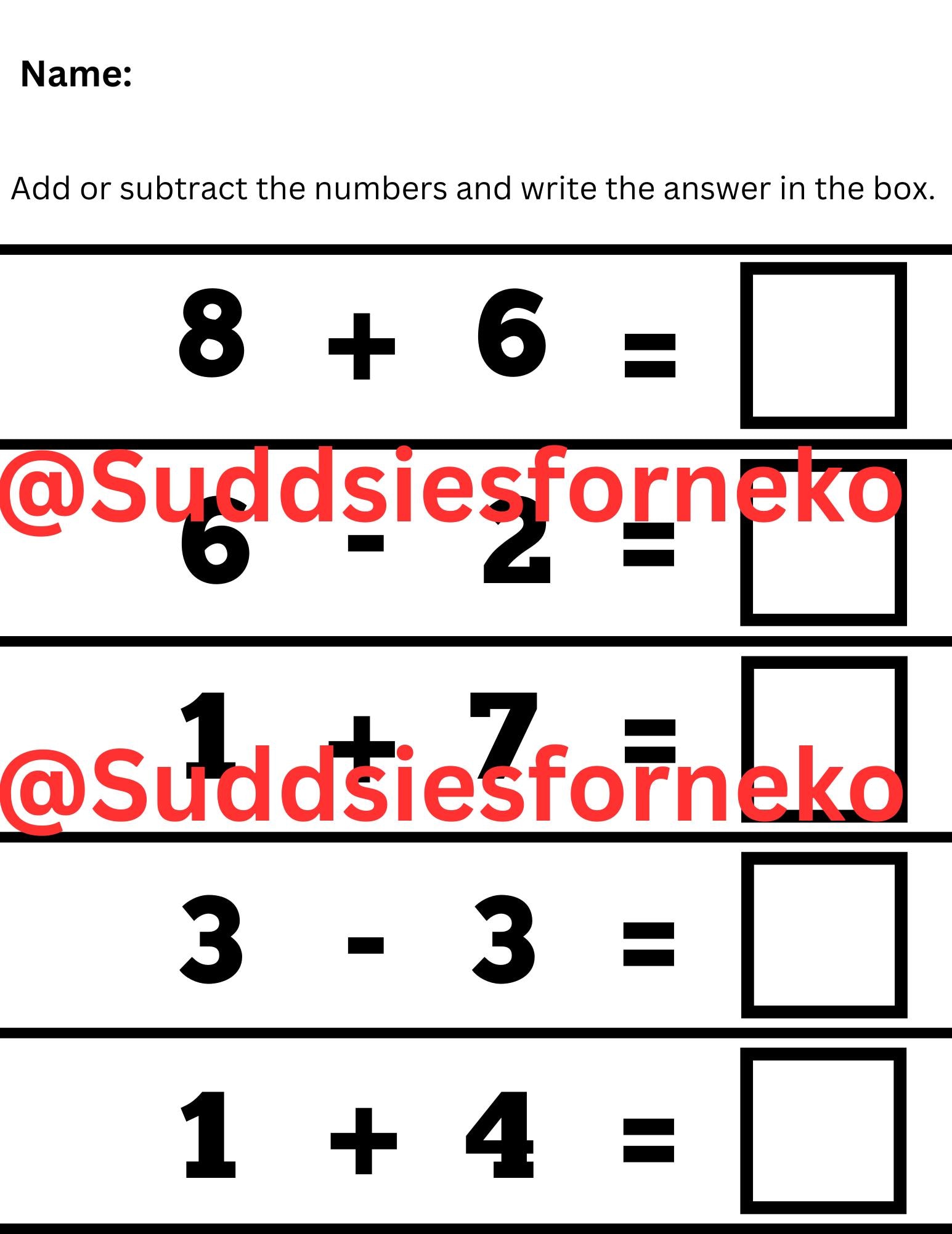 Pack of Addition and Subtraction Worksheets PDF - Etsy
