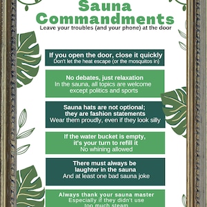 Funny Sauna Sign | Printable Sauna Wall Poster | Spa Wall Art in 3 ...