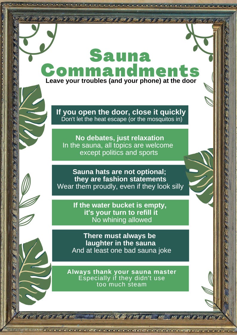 Funny Sauna Sign | Printable Sauna Wall Poster | Spa Wall Art in 3 ...