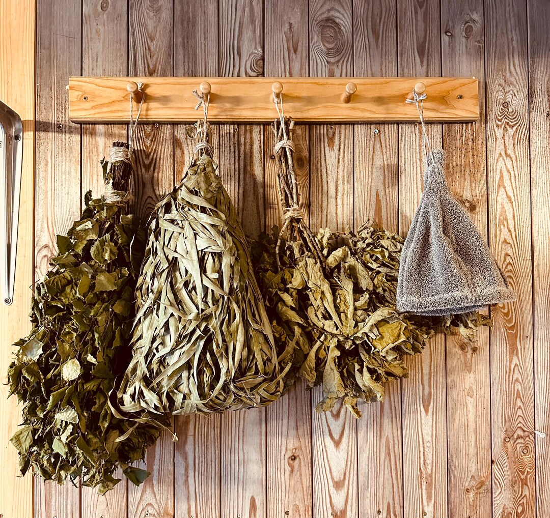 Premium Sauna Set for Men – Birch, Oak, Eucalyptus Brooms & Linen Hat ...