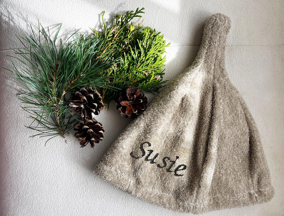 Customizable Embroidered Sauna Hat – 100% Natural Linen | Personalized ...