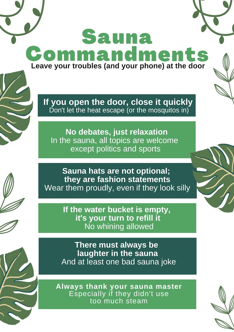 Funny Sauna Sign | Printable Sauna Wall Poster | Spa Wall Art in 3 ...
