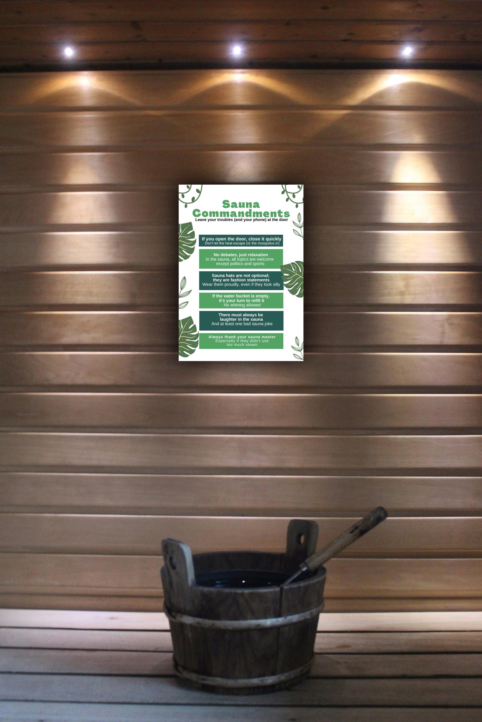 Funny Sauna Sign | Printable Sauna Wall Poster | Spa Wall Art in 3 ...