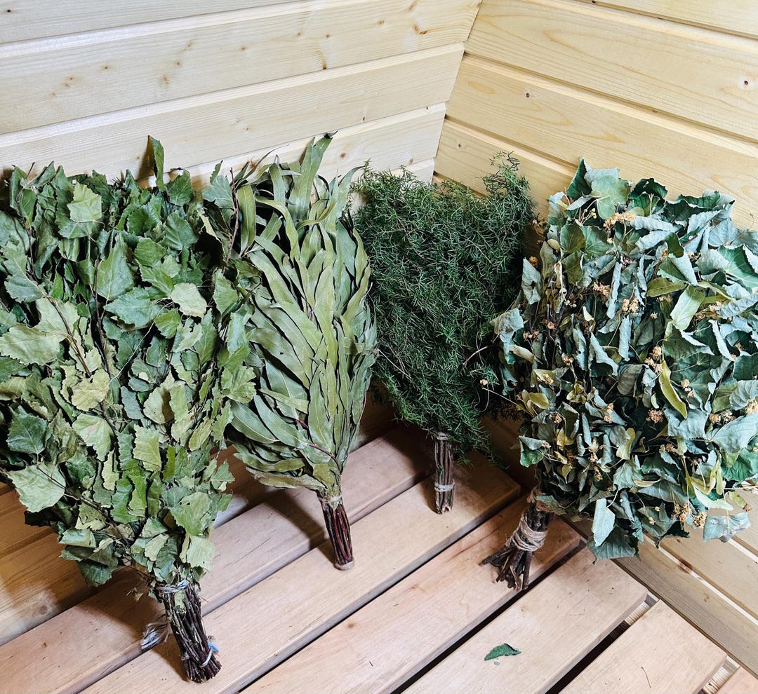 Super Sauna Whisk Set – Birch, Eucalyptus, Linden, and Juniper Sauna ...