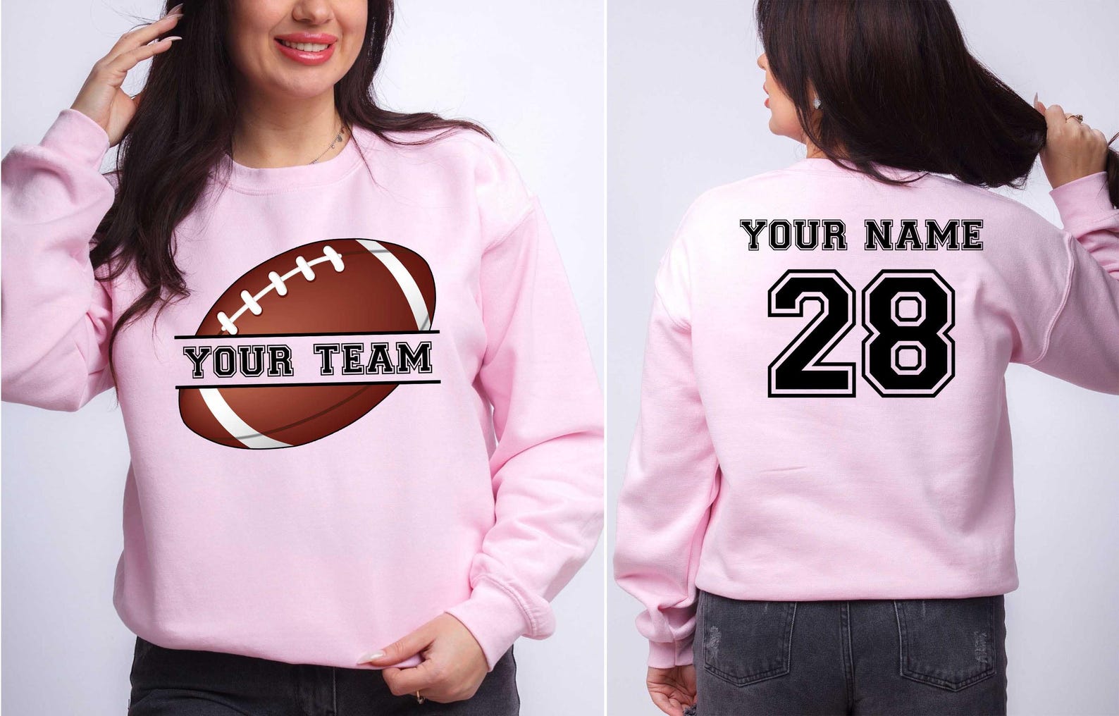 Custom Football Name and Team Name Hoodie, Gift for Football Team Lover ...