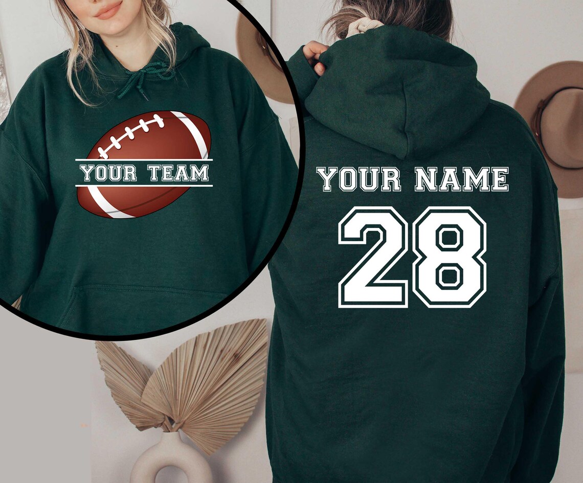 Custom Football Name and Team Name Hoodie, Gift for Football Team Lover ...