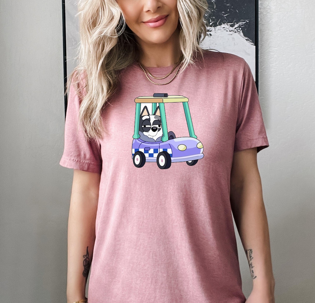 Bluey Cartoon Shirt, Muffin Driving a Car Tee, Cute Cartoon Characters ...