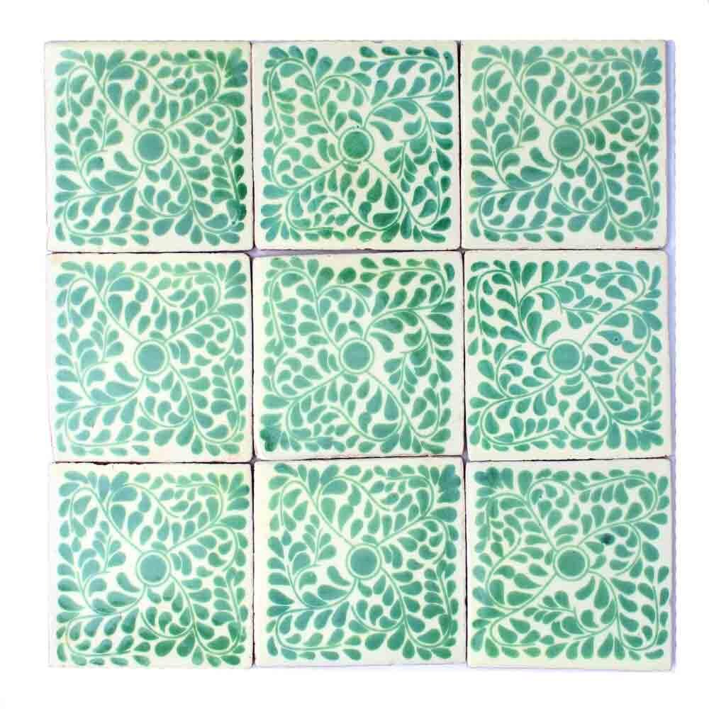 100 X Capelo Green Hand Made Glaze Terracotta Wall Tiles 105mm X 105mm ...
